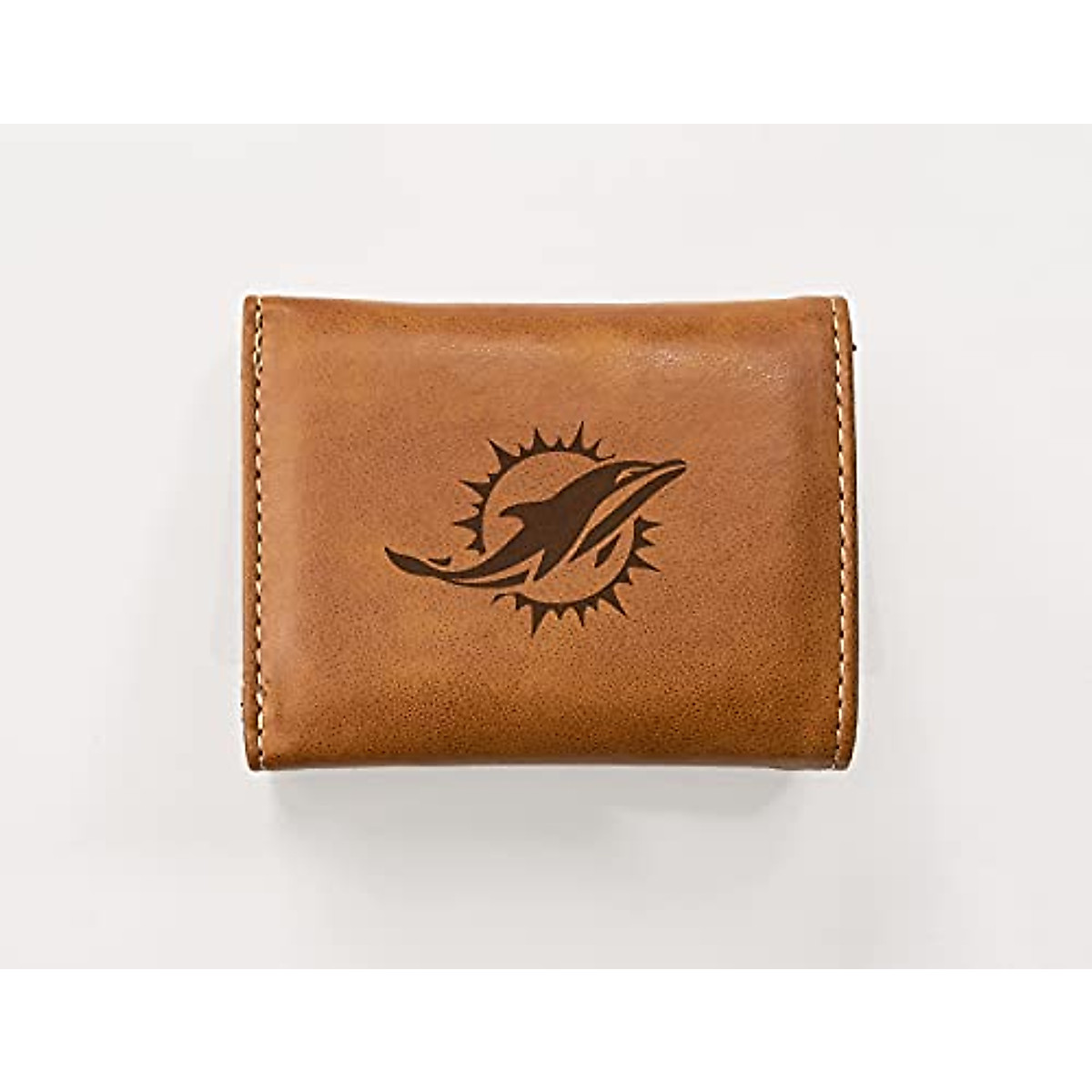 Rico Industries Laser Engraved Trifold Wallet, Miami Dolphins, Brown