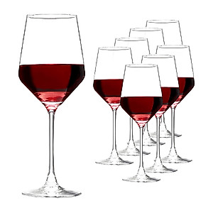 YANGNAY Wine Glasses (Set of 8, 17 Oz), Clear Wine Glasses for Red Wine, Smooth Rim, Dishwasher Safe