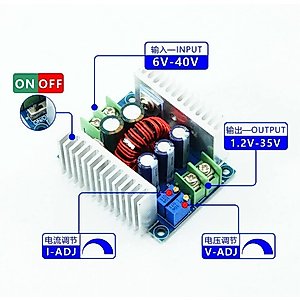 WWZMDiB Constant Current CC CV Buck Converter Module DC 6-40V to 1.2-36V 20A 300W Adjustable Step Down Voltage Regulator Power Supply Module with Short Circuit Protection Function