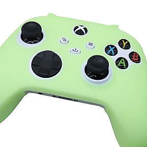 HLRAO Glow in The Dark Silicone Cover Skin for Xbox Series X Controller, Anti-Slip Soft Rubber Case Protector for Xbox Series S Controller with 6 Thumb Grip Caps Glow in The Dark.
