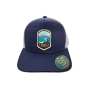 Denali Trucker Hat w/National Park Woven Patch (Navy/White)
