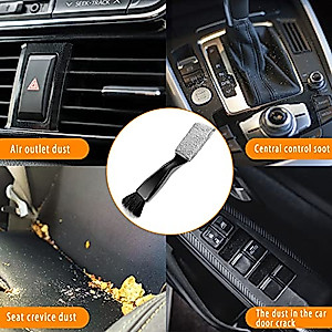 Wazzh 2 Packs Multi Function car Detail Brush with Microfiber Towels for Cars, car Detailing Supplies for Women, car Interior Cleaning Supplies fit for Air Vents, Dashboard