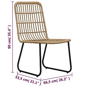 Makastle Outdoor Patio Bistro Set, 3 Piece Rattan Wicker Conversation Chair Sets Balcony Furniture for Yard Lawn Garden Porch Poolside, Poly Rattan Oak