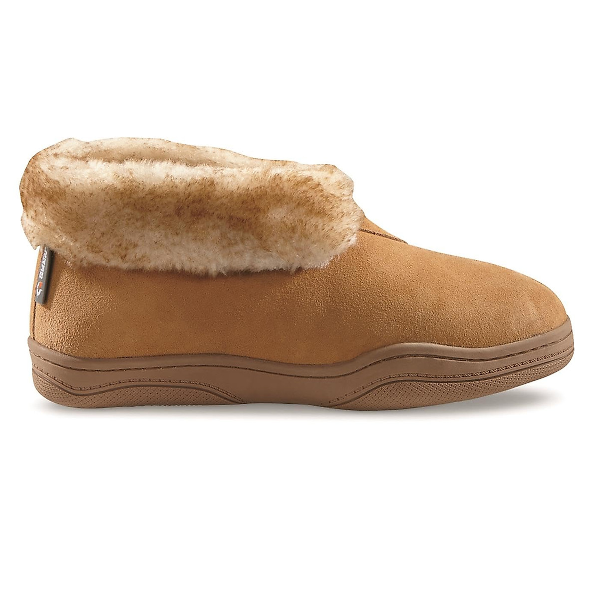 Guide Gear Men’s Bootie Slippers, Suede Soft Cushioned Bedroom House Shoes with Rubber Sole and Wool Blend Lining for Indoor Outdoor Use Chestnut 11D (Medium)