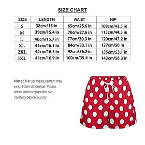 KS-QON BENG Women's Shorts Polka Dot Red Print High Waist Short Pants with Pockets Casual Beach Pants