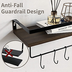 WXCGX Floating Shelves, Rustic Floating Shelves Wood Over Toilet with Paper Storage Basket, Farmhouse Wall Mounted Shelves Floating Shelf for Bathroom Bedroom Wall Decor Living Room Kitchen (3-Brown)