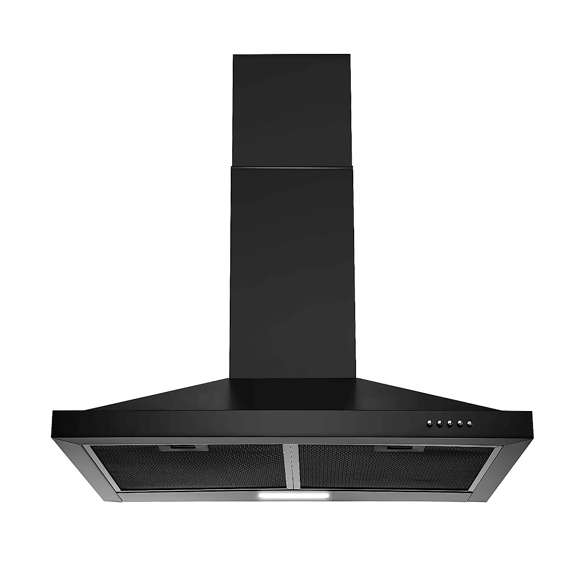 SNDOAS 24 inch Range Hood Black Range Hood, Ductless Range Hood with Energy Saving LED Light,Wall Mount Kitchen Hood,Over Stove Vent,Stainless Steel Chimney-Style Range Hood,Black Vent Hood