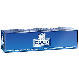 Duck Food Safety Film, 18 inch x 2000ft Plastic Wrap, Commercial Grade, Great for Sealing and Storage, Used for Food Service Industry, Easy to Use Slide Cutter for Clean Cut Use (1 Box)