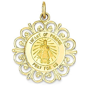 IceCarats 14K Yellow Gold Infant of Prague Medal Necklace Charm Pendant Only