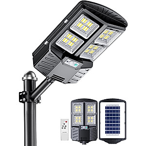 VENSSTNOR 600W Solar Street Lights Outdoor - 6500K 60000LM LED Street Lights with Motion Sensor Dusk to Dawn Ip67 Waterproof, Solar Parking Lot Lights for Garage,Yard,Driveway,Garden