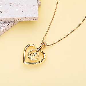 Catuni Gold Heart Necklace Cosplay Glitter Bottle Pendant Necklace for Women BFF Gift