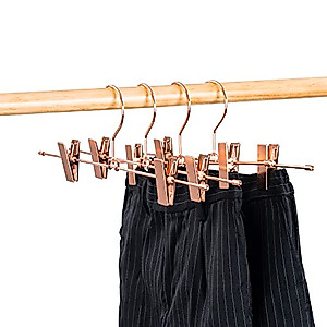 Koobay 13.8" Rose Gold Pants Clothes Hangers, 10PACKS, Metal Adjustable Clips Bottom Trousers Hanger Organization Display Hangers