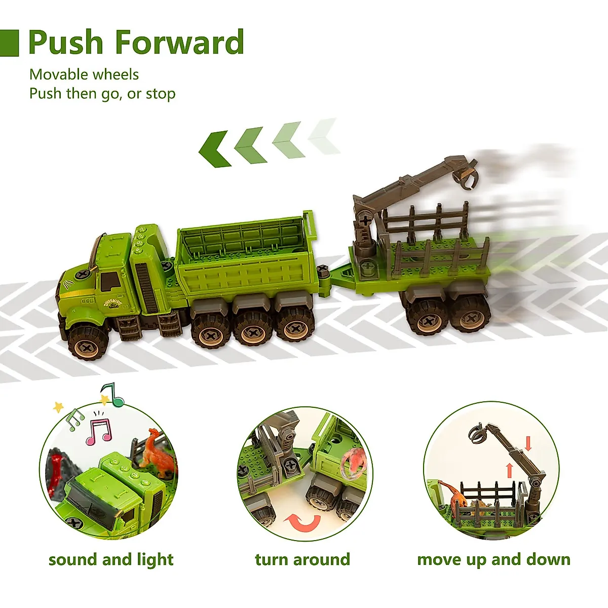 LTKFFFdp Boy Toys Car Toys for Boys Girl 5 6 8 9 10 12 Year Old with 10 Dinosaur Figures, Take Apart Construction Truck Building Toys with Sound Light, Learning Birthday Carrier Vehicle Playset Gifts