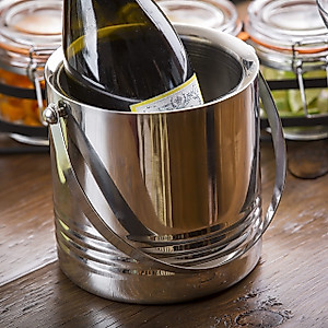 TableCraft Products RIB76 Ice Bucket, 7.25" x 6.5", Large, Silver