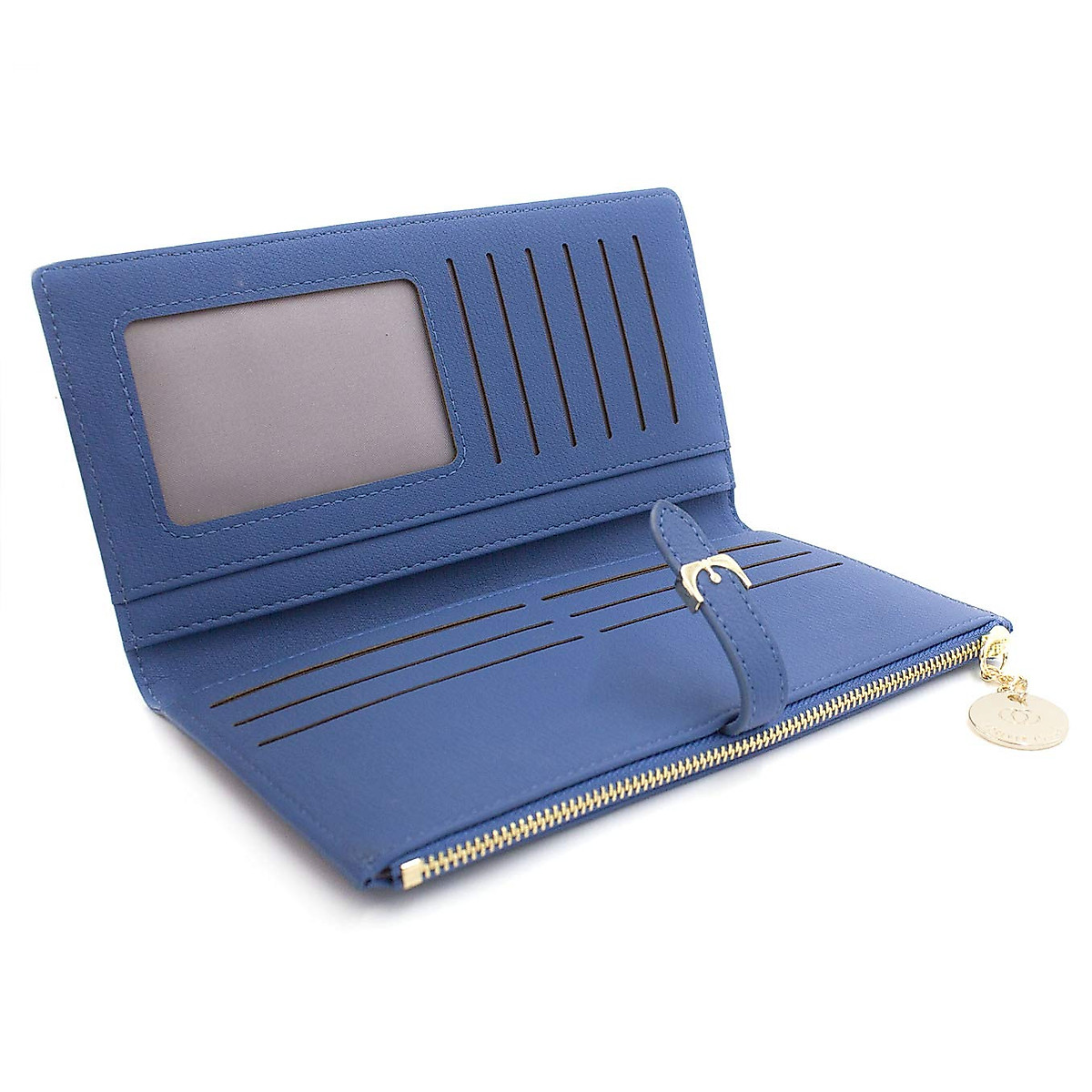 Valentoria Womens Long Wallet Wallet ClutchPurse Handbag Zipper Wristlet Pocket Card Holder (Denim Blue)