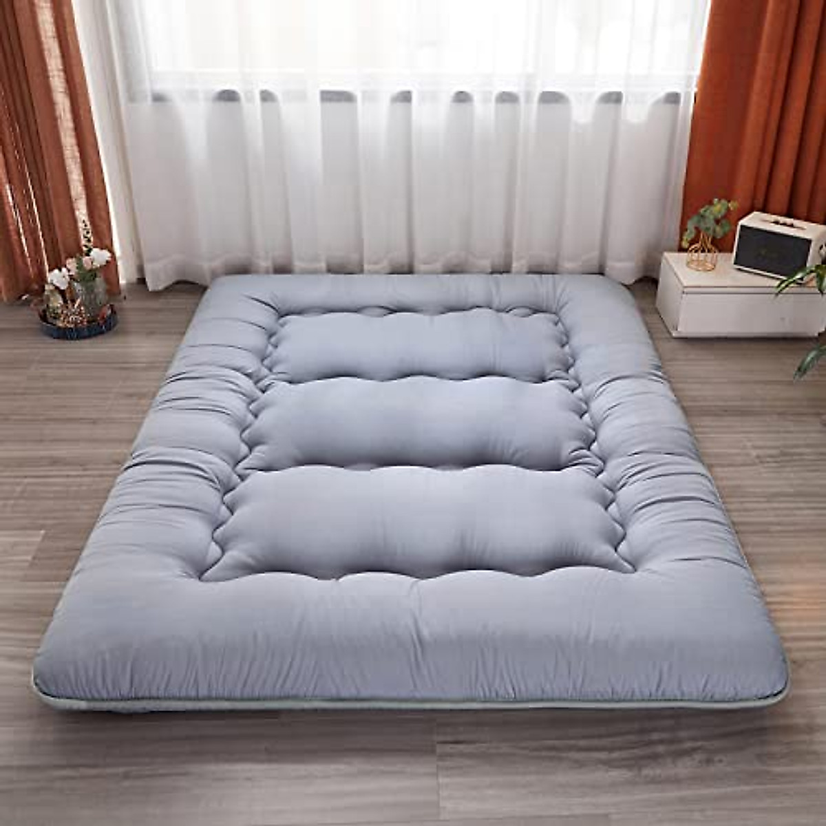 Heimorn Japanese Floor Mattress, Japanese Futon Mattress, Shikibuton Foldable & Portable Camping Mattress with Washable Cover, Gray Full-XL