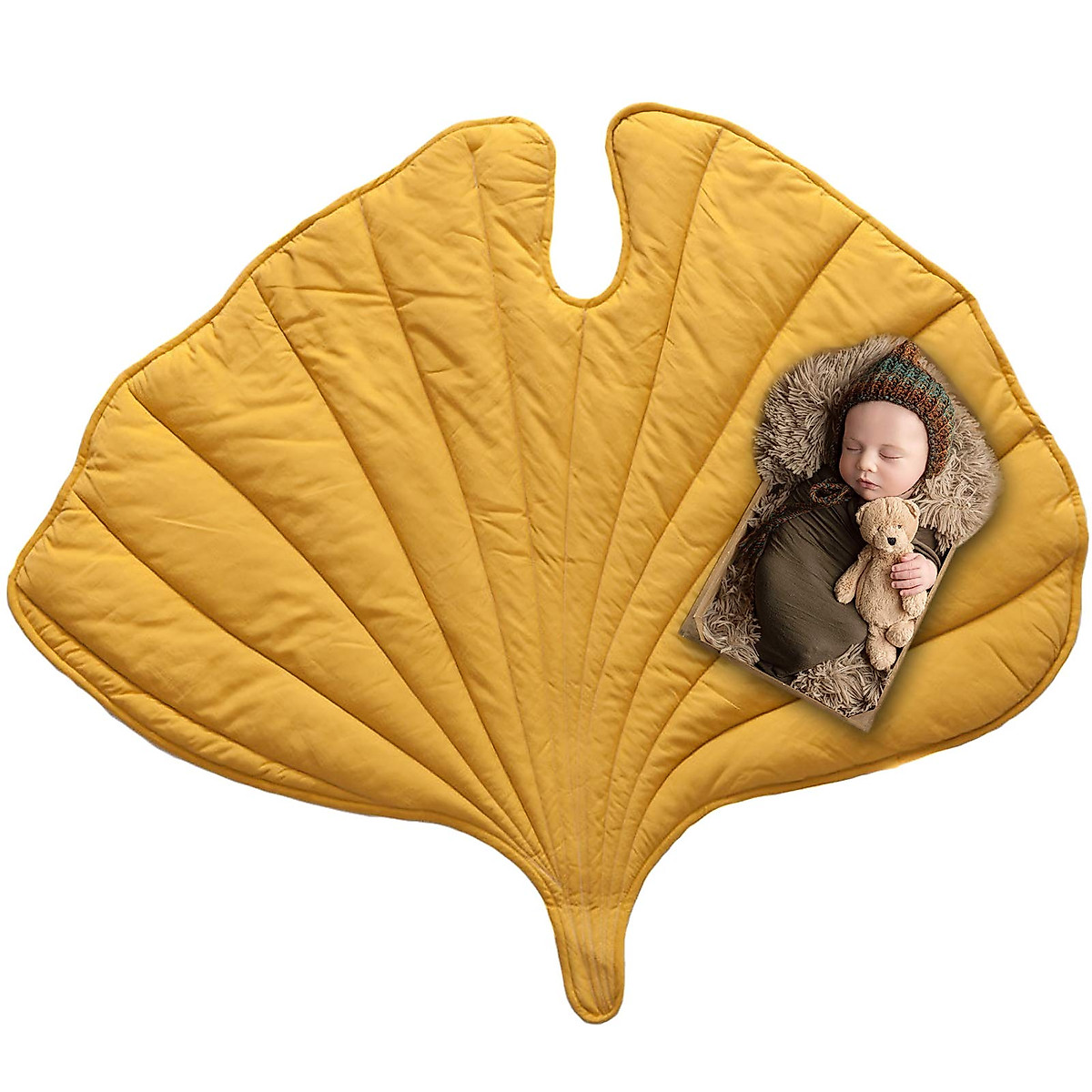 VARIPOWDER Baby Play Mat,45.3x50inch Cotton Crawling Cushion, Kids Room Rug Floor Gym,Soft Washable Non-Slip Room Decor Floor Rug, Activity Floor Carpet,Photo Studio Prop(Yellow)