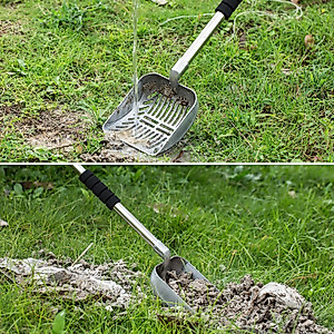 Yangbaga Metal Cat Litter Scoop with Deep Shovel&Long Handle,Detachable Stainless Steel Non-Stick Litter Sifter with Foam Padded Grip, No Bending Back Heavy Duty Cat Litter Scooper