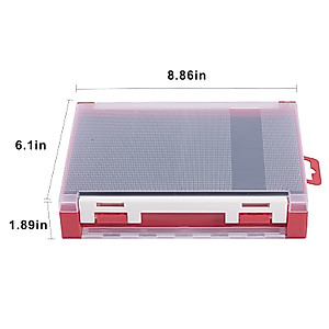 Goture Fishing Tackle Box Waterproof Double Sided Clear Plastic Case Fishing Fly Lure Storage Box Tackle Organizers Trays with Removable Dividers for Fishing Accessories Kit Yellow 10.7 oz