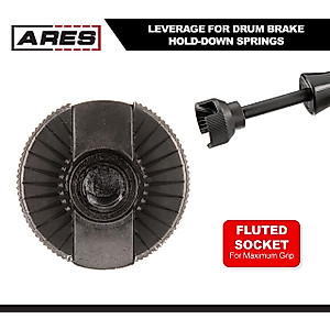 ARES 70191 - Brake Spring Compressor Tool - Provides Leverage to Remove and Install Stubborn Hold-Down Springs of Drum Brakes
