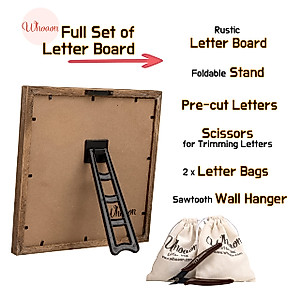 Rustic Wood Frame Gray Felt Letter Board 10x10 inch with Letters, Stand, Scissors Set | Baby Announcement Sign | First Day Of School Board | Message Board for Classroom | Rustic Letter Board Sign with Changeable Letters