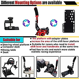 Obokidlyamor [Upgrade 4th GEN 3-IN-1 USB Handbrake Support T300RS/T300 Ferrari Compatible with PS5/PS4 + PC For Simracing Game Sim Rig with Clamp (For T300RS/T300/PS4/PS5 -Only Handbrake, Red)