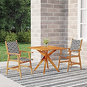 Camerina 3 Piece Patio Dining Set Outdoor Patio Dining Set Outdoor Patio Furniture Patio Set Patio Table and Chairs Set Solid Wood Acacia 3087137