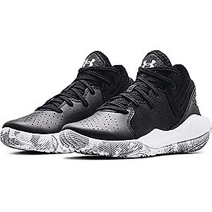 Under Armour Unisex Child Pre-School Jet '21 Basketball Shoe, Black/White, 2 Little Kid US