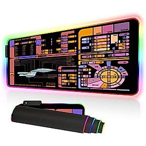 Sci-fi Control Console Display Led Desk Mat, Trekkie Trekker extra large thick Mouse pad for Desk, SciFi Gift Gamer rgb mousepad Led, Laptop Pad Game Mat, Gaming Computer Accessories Room Decor KMH