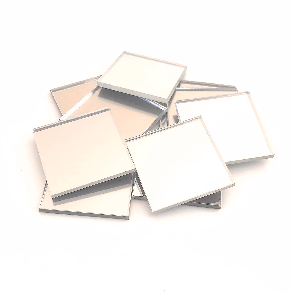 Super Cool Creations Square Shaped Crafting Mirrors, Set of 10, Many Colours, Shatterproof Acrylic, Blue, Pack of 10 x 3cm