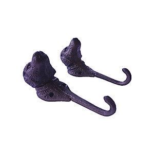 LuLu Decor, Cast Iron Dog Face Hooks, Set of 4 Hooks, Ready to Hang on Wall (4 pcs)