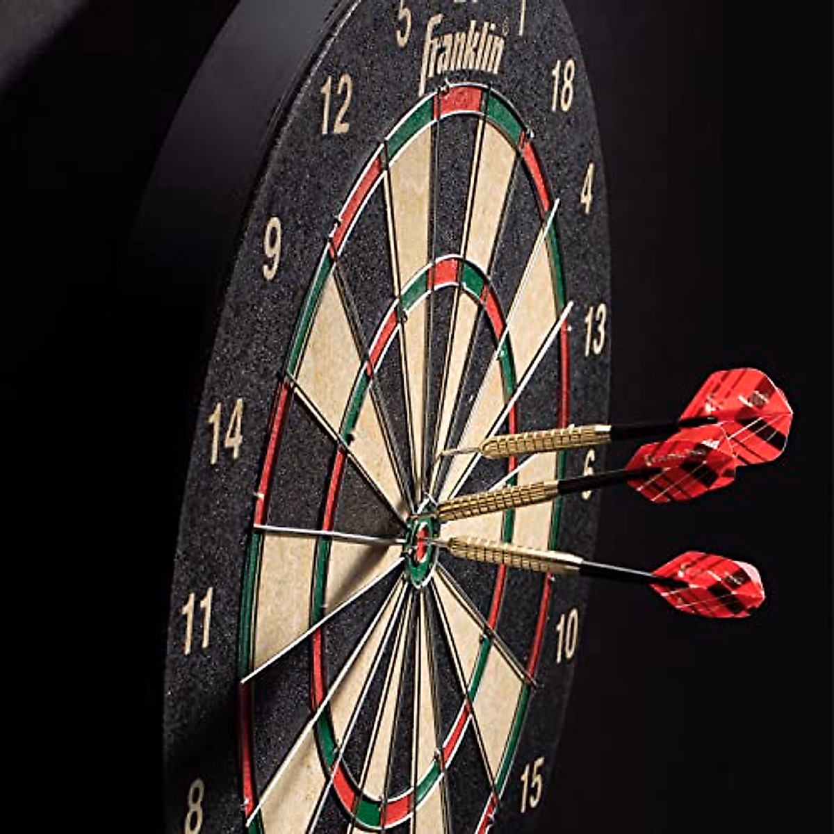 Franklin Sports Bristle Dart Board - Professional Steel Wire Dartboard - Regulation Sized 18" Inch Steel Tip Darts Board - Self Healing Sisal Dartboard for Adults