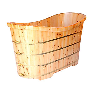 ALFI brand AB1105 63-Inch Free Standing Cedar Wood Bath Tub