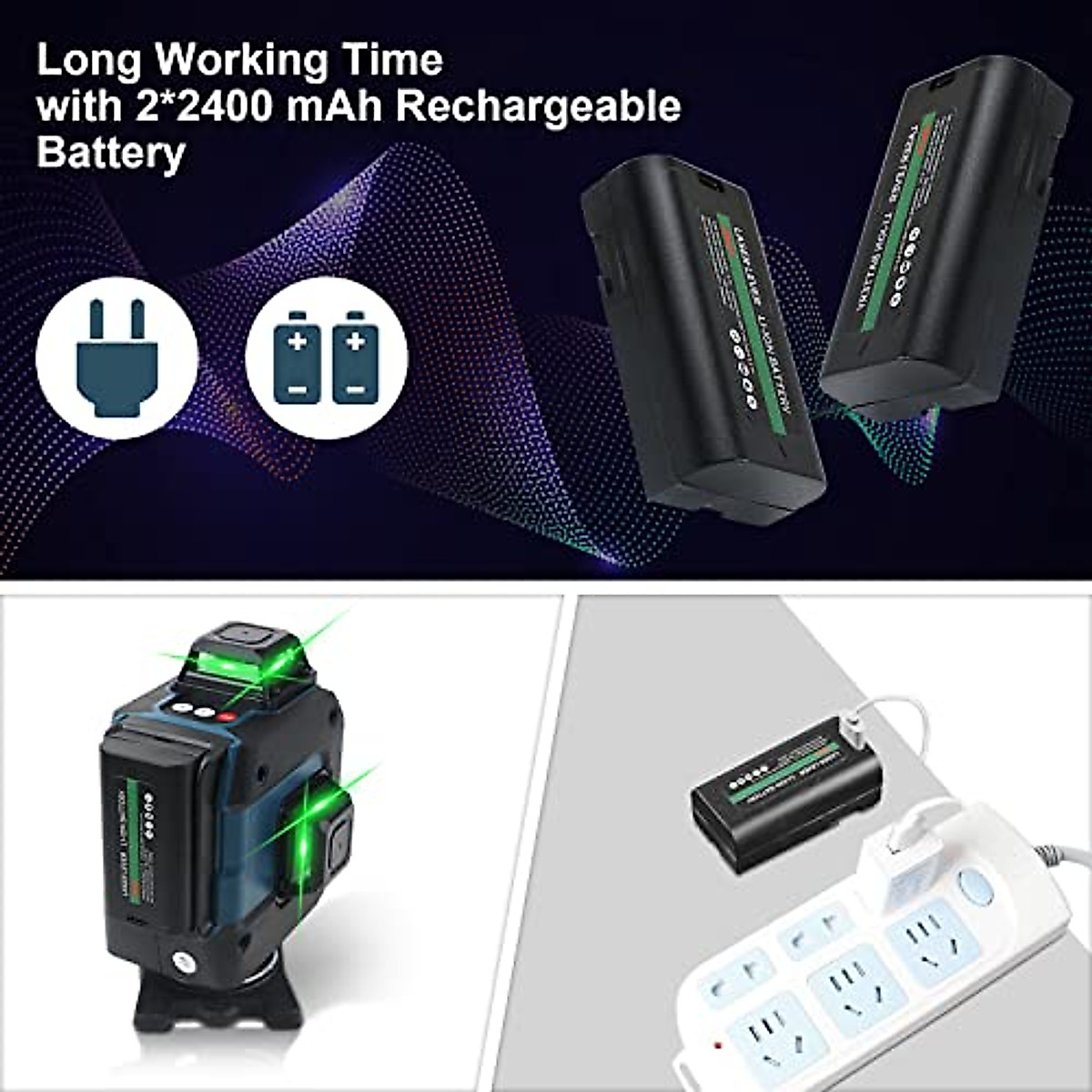 Vashly Laser Level, 16 Line Green Laser Level Self Leveling, 4 x 360° Cross Line Lazer Level Tool with Horizontal and Vertical Lines, Remote Controller, Rotating Stand, Portable Bag Outdoor Indoor