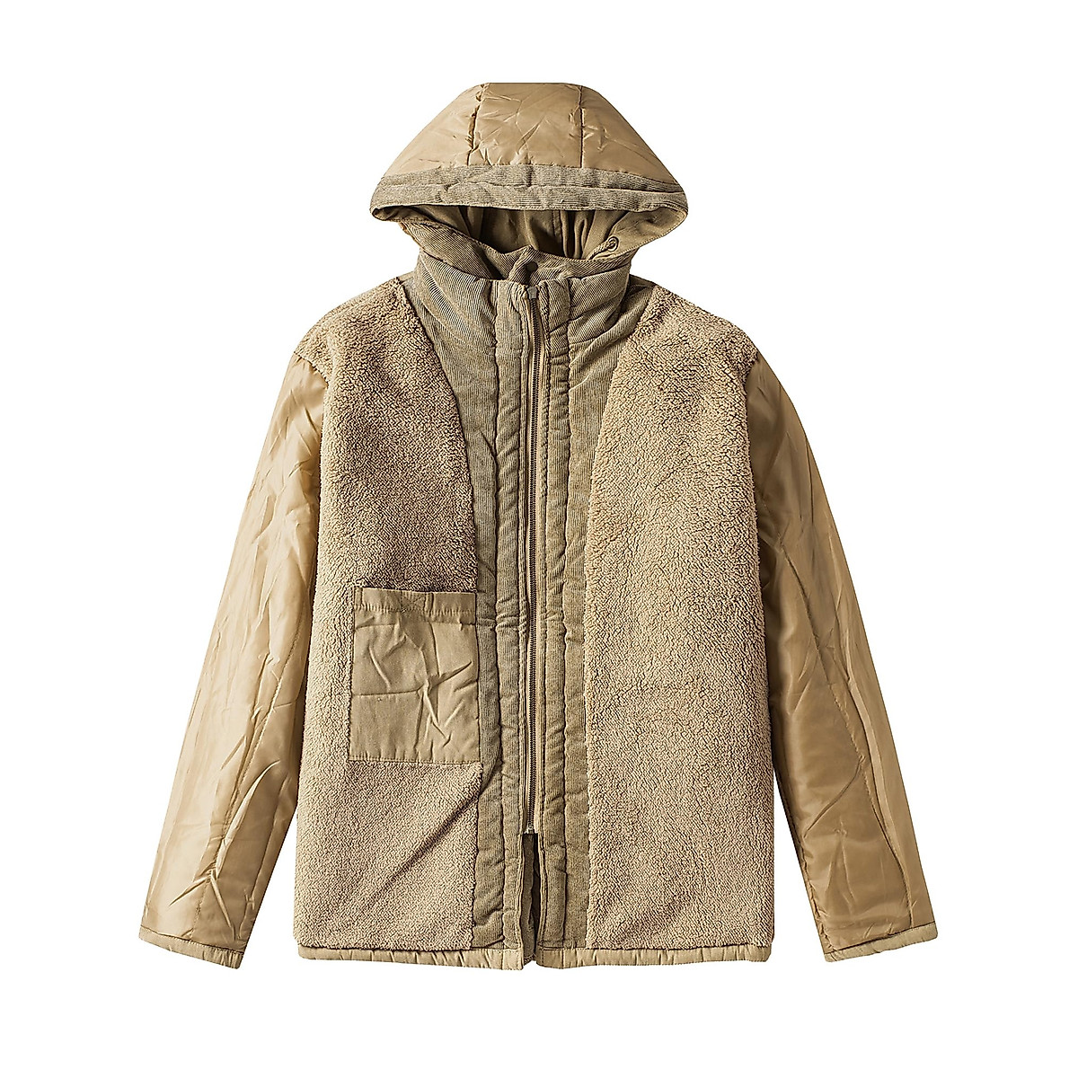 Mr.Stream Men's Winter Hooded Jacket Windproof Sherpa Lined Fleece Windbreaker Coat Outerwear Warm Parka 3256 Green L