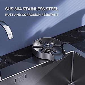 SinkPro Glass Rinser for Kitchen Sink Faucets, Bottle Cup Cleaning for Kitchen Sink Accessories, Kitchen Gadgets, Stainless Steel Quickly Cup Washer Suitable for Cleaning Baby Bottle, Gun Grey
