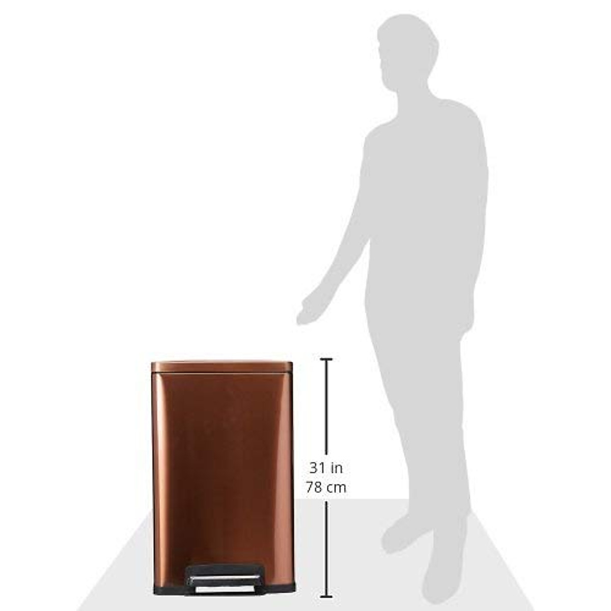 Tramontina 81200/560DS Bronze Contemporary Rectangular Step Can Freshener System, Trash Can, 13-Gallon