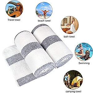 JML Microfiber Bath Towels, Bath Towel 2 Pack(30" x 60"), Oversized, Soft, Super Absorbent and Fast Drying, Multipurpose Use for Sports, Fitness, Yoga, Waffle Stripe Grey