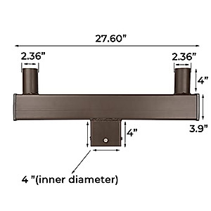 4 Inches Square Base Bullhorn with 2 Tenons,Outdoor Pole Light Fixture Bracket for 2 Slip Fit Parking Lot Shoebox Light,Bullhorn Adapter with 2 Arms (4 Inches Square Base Bullhorn with 2 Tenons)