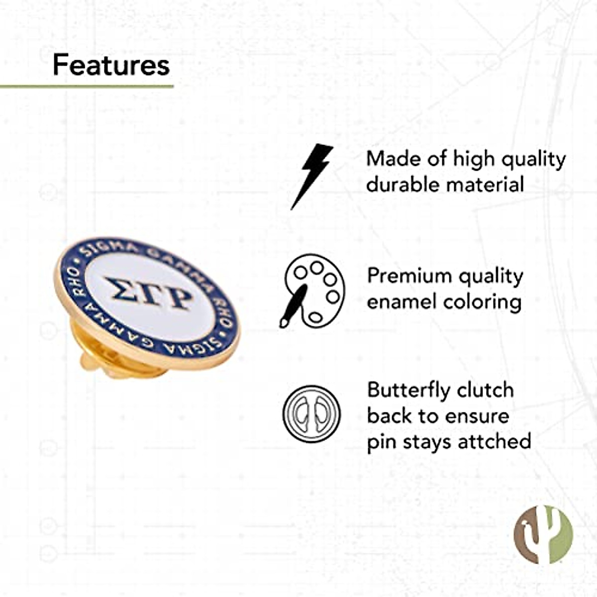 Sigma Gamma Rho Lapel Pin Sorority Enamel Greek Letter Formal Wear Blazer Jacket (Lapel Pin - Design D)