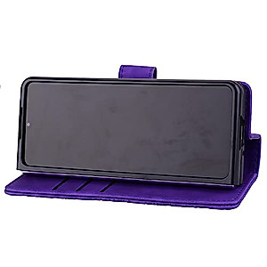 EAXER for Samsung Galaxy Z Fold 4 Case, Shockproof Wallet Pouch Cover Kickstand Credit Card Slots Case Cover (Purple)