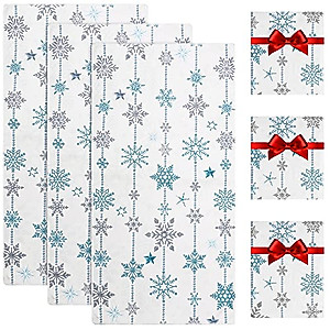 Funtery 3 Pcs Snowflake Snow Hand Bath Towel Absorbent Soft Hanging Towels Snowflake Hand Towels Winter Christmas Bathroom Towel for Bathroom Kitchen Dish Holiday Decor, 14 x 28 Inches