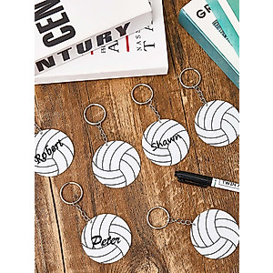 Taiyin Acrylic Volleyball Keychains Bulk Volleyball Party Favors for DIY Christmas Backpacks Gift Team(White,18 Pcs)