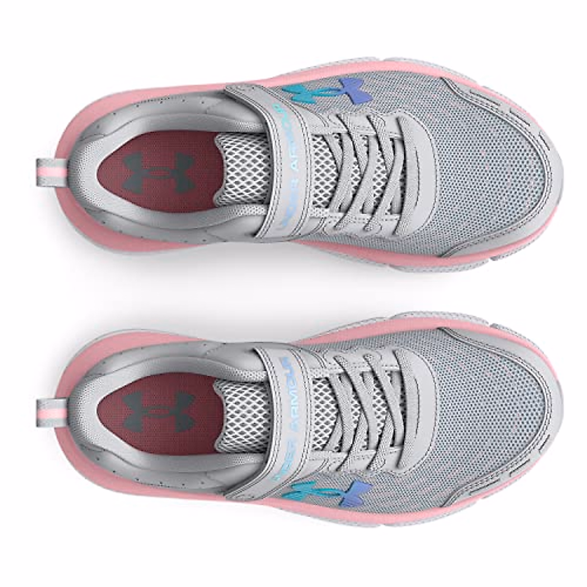 Under Armour Girls' Pre School Assert 10 Alternate Closure, (100) Halo Gray/Pink Sugar/Iridescent, 3, US