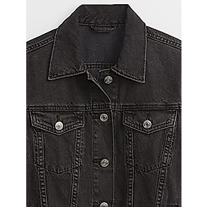 GAP womens Icon Denim Jacket, Black Alpine, Medium US