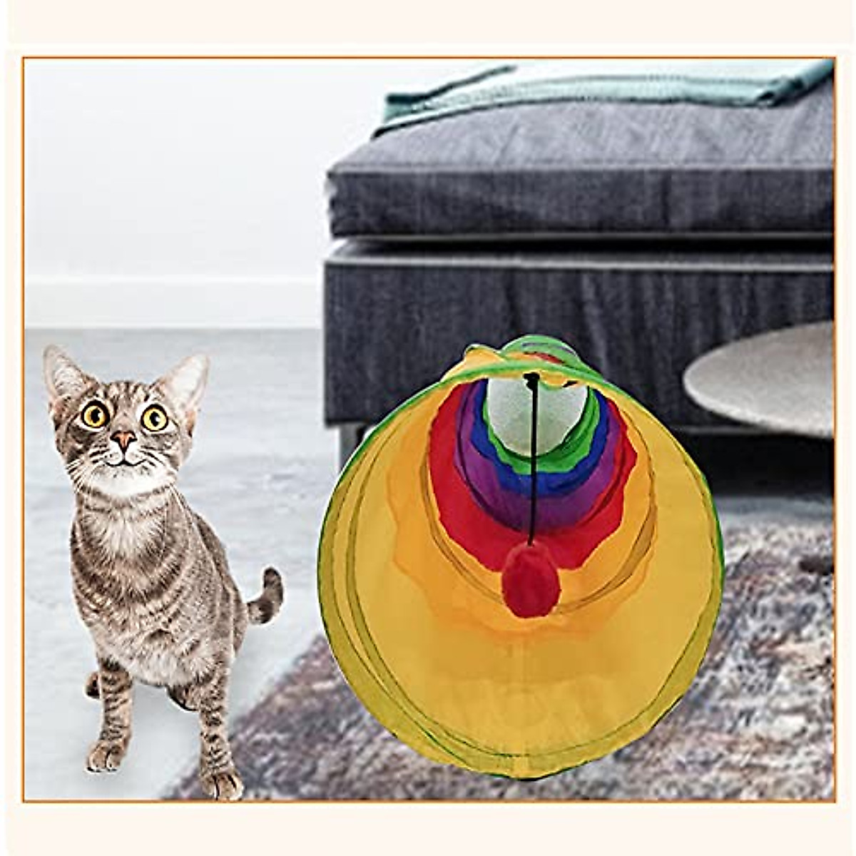 Bunny Hideout, Rabbit Tunnels and Tubes, 3 Pack of Grass Balls - Collapsible Hideaway Small Animal Activity Tunnel Toys for Chinchillas Ferrets Guinea Pigs Gerbils Hamsters Rats, Size - 47 x 10 in