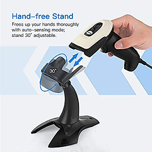 Eyoyo Wireless 2D QR Barcode Scanner with Stand, Bluetooth & 2.4G Wireless & USB Wired Handheld Barcode Reader with 1D 2D Screen Scanning Auto Sensing Connect Smart Phone Tablet PC