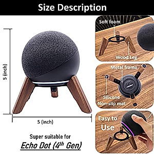 Counlisha Real Wood Stand for Echo Dots(4th Gen)(5th Gen),Tripod Accessories Protect Smart Speaker get Better Sound,Secure Stable Wooden Mount Holder for Echo Dot (Color:Walnut)