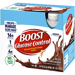 BOOST Glucose Control Balanced Nutritional Drink, Rich Chocolate, Helps Manage Blood Sugar with No Artificial Colors, 8 FL OZ Bottles, 6 CT (Pack of 1)