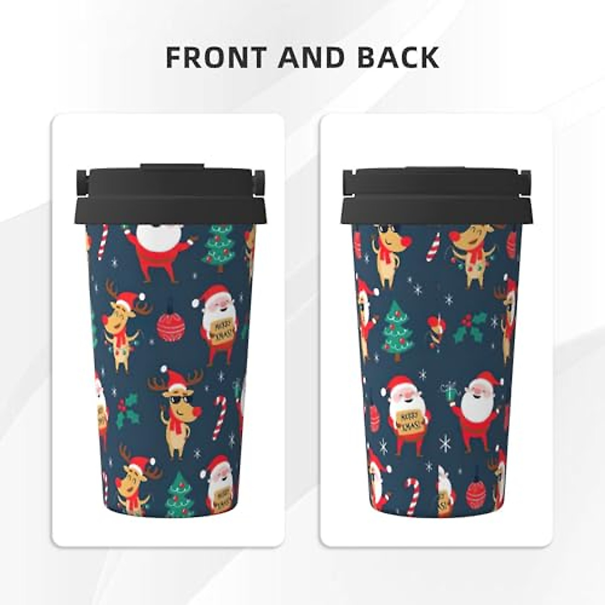 WANGXUEE Santa Claus Christmas Print 500ml Stainless Steel Travel Tumbler Double Wall Vacuum Insulated Coffee Mug